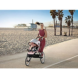 CYBEX AVI Jogging Stroller Seat Pack (Frame not Included),Compact Fold for Storage,Height-Adjustable Handlebar,One-Handed Steering,Rear-Wheel Suspension & Handbrake,For Infants 9 months+,Silver Pink