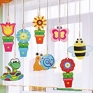 Ayfjovs 40 Pack Flowers Bug Craft Kits for Kids, Spring Summer Crafts for Kids, Flower Butterfly Craft Insect Craft for Early Education Classroom Spring Bulletin Board Decoration, Mother's Day Crafts