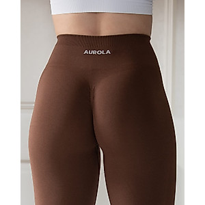 AUROLA Workout Leggings for Women Seamless Scrunch Yoga Pants Tummy Control Gym Fitness Sport Active Leggings 25'' (S, Dandelion Brown)
