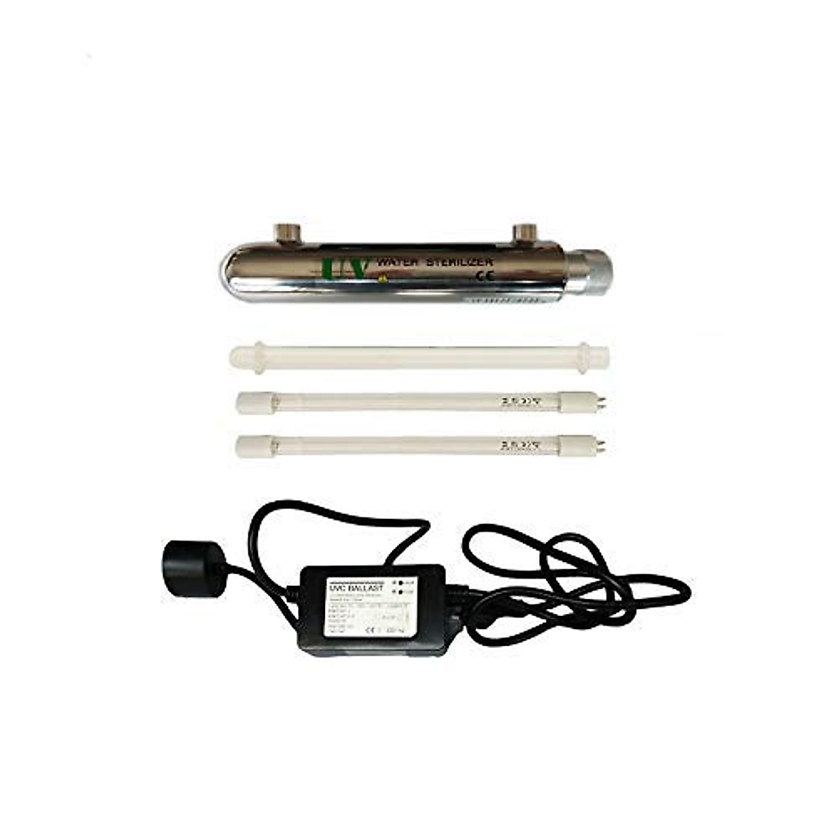 Realgoal 1GPM 12W UV Water Purifier Stainless Steel 304, Inlet/Outlet Female 1/4 Inch (Add Extra 1 Lamp)