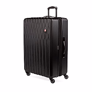 SwissGear 8018 Hardside Expandable Luggage with Spinner Wheels, Black, Checked-Large 27-Inch