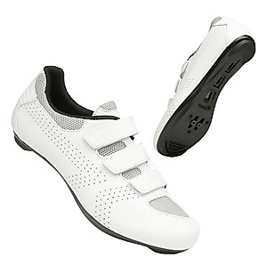 SDEQA Mens Womens Cycling Shoes Compatible with Peloton Shoes Compatible with Peloton SPD ARC Look Delta Cleats Indoor/Outdoor,White,8