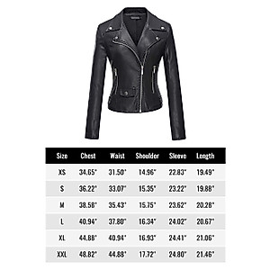 Tanming Women's Faux Leather Moto Biker Short Coat Jacket (Black-L)