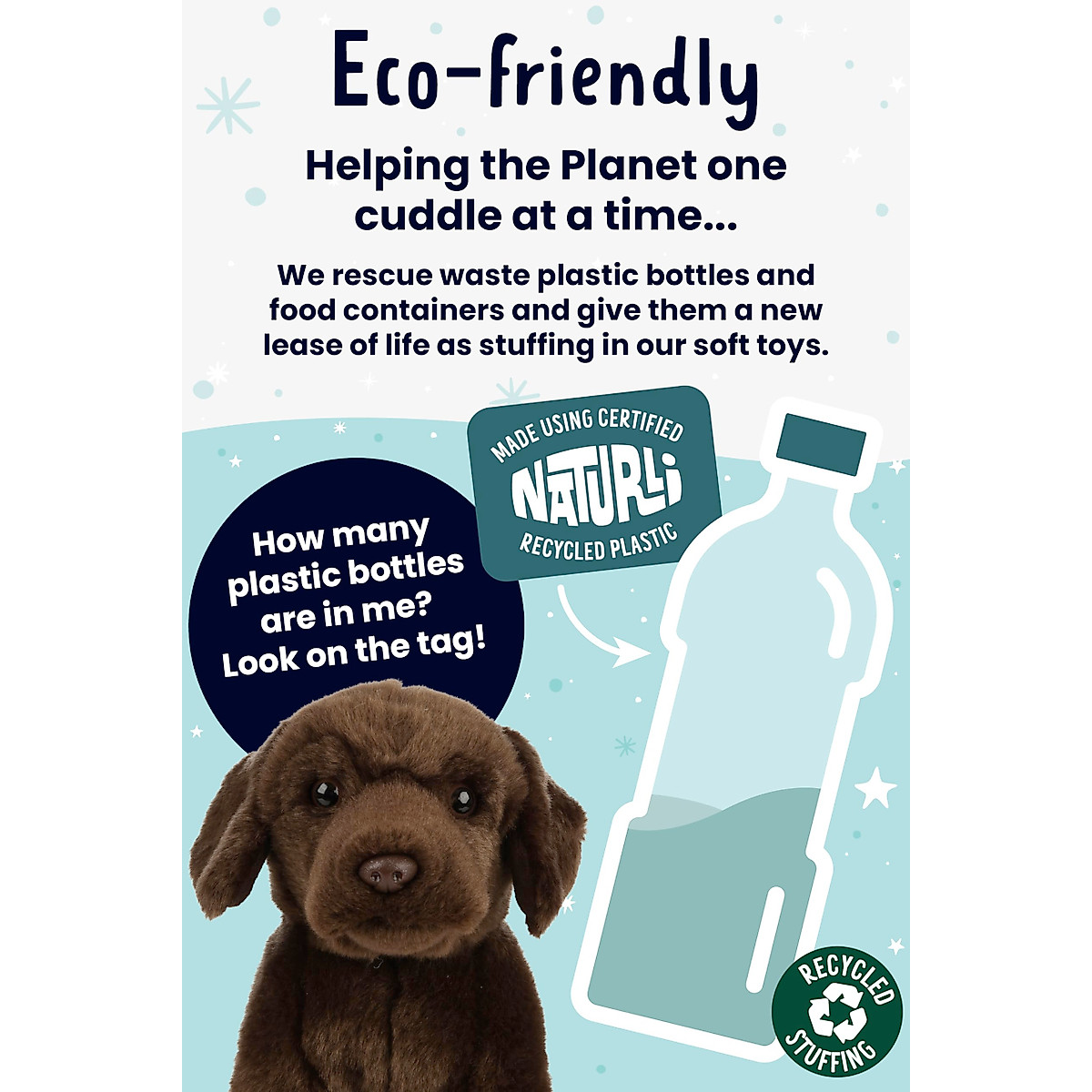 Living Nature Chocolate Labrador Stuffed Animal | Fluffy Dog Animal | Soft Toy Gift for Kids | 8 inches