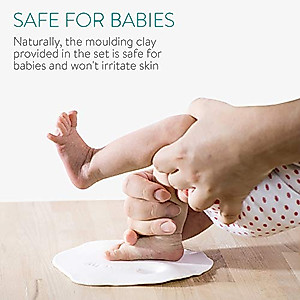 Navaris Baby Handprint and Footprint Kit - Keepsake Set with Frame and Clay for Casting Babies Hand and Foot Prints - Ideal for Newborn Boys and Girls