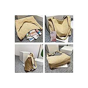 Ulisty Women Corduroy Tote Bag Fashion Shoulder Bag Casual Hobo Bag Shopping Bag Handbag black