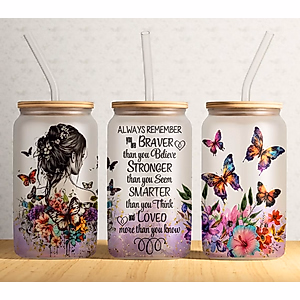 ABBSH Sublimation Glass Cups With Bamboo Lids And Straws, Frosted Sublimation Glass With Bamboo Lid 16OZ，Sublimation Beer Can Glass, Sublimation Frosted Glass Tumbler Blanks 12Pack