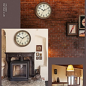 HYLANDA Wall Clock - 12 Inch Vintage Wall Clocks Battery Operated - Retro Silent Non Ticking - Decorative Living Room Home Kitchen School Office