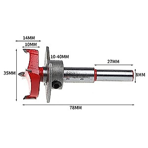 35mm Hinge Jig Kit, 8mm Round Shank Hole Opener Set YG8 Cemented Carbide Head Hinge Boring Drill Bit Hole Drill Guide Locator Woodworking Hole Opener for Cabinet Door
