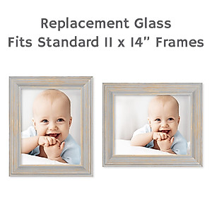 Langdon House Picture Frame Glass Replacements (Crystal Clear, 11x14, 3 Pack) High-Definition, Heat-Strengthened, Semi-Tempered Glass Sheet