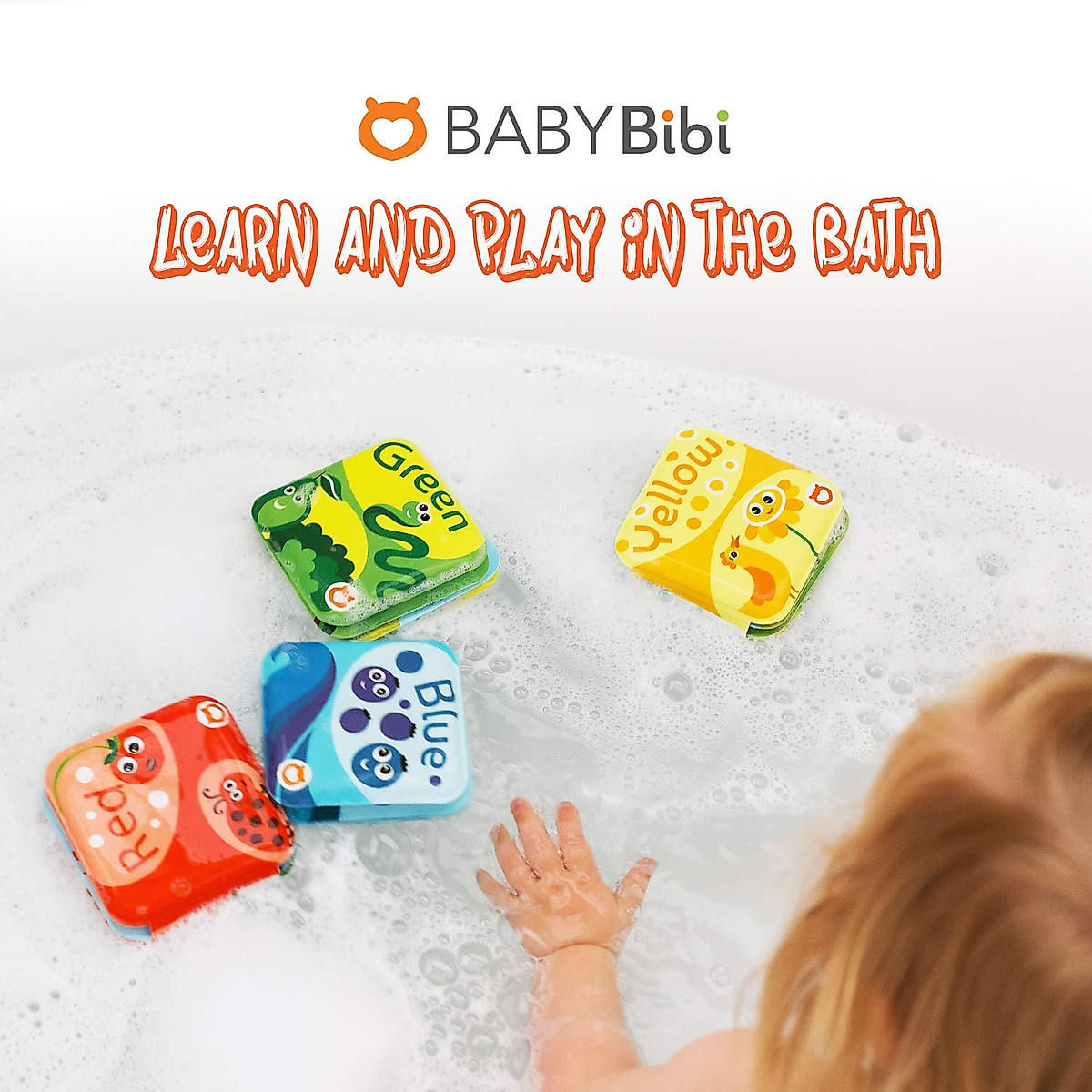 BabyBibi Floating Baby Bath Books for Baby. Kids Learning Bath Toys. Waterproof Bathtime Toys for Toddlers. Kids Educational Infant Bath Toys. (Set of 4: Color Recognition Bath Books)