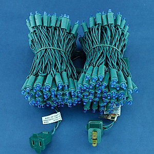 SWEET SHINE 200 Count Blue Wide Angle LED Christmas Lights, 66 ft Green Wire UL Certified Commercial Grade 5mm Holiday String Light Set (Blue)