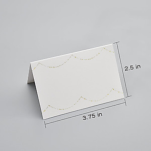 AZAZA 50 Pcs Place Cards with Gold Foil - Table Tent Cards Seating Place Cards for Weddings Banquets Dinner Parties 2.5" x 3.75" (Elegance - Gold)