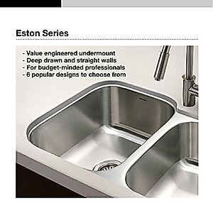 Houzer STS-1400-1 Eston Series Undermount Stainless Steel Single D Bowl Kitchen Sink, 18 Gauge