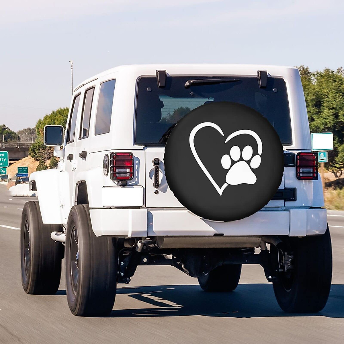 Foruidea Dog Pet Paws Love Heart Spare Tire Cover Dust-Proof Wheel Tire Cover Fit Trailer, RV, SUV and Many Vehicle 15 Inch