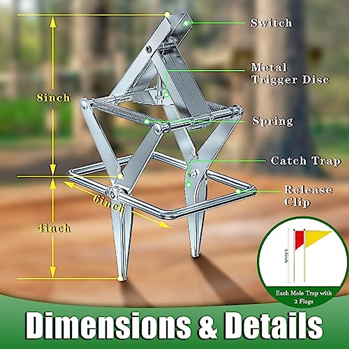 2 Pack Mole Traps That Kill Best, Scissor Mole Traps for Lawns Vole Traps Outdoor Use, Mole Trap Easy to Set Galvanized Steel Reusable Quick Capture Gopher