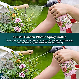 Berry&Bird Garden Tool Set, 3 PCS Gardening Tool Kit Includes Rose Pruning Thorn Proof Gloves, Pruning Shears with Wooden Handle and 17 Oz Pink Spray Bottle for Planting & Pruning Roses, Bonsai