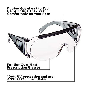 Allen Company Safety Glasses - Ballistic Eye Protection for Men and Women - Shooting Accessories that Work with Prescription Glasses - ANSI Z87.1 Impact Resistance - Clear