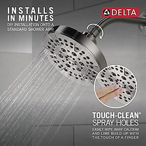 DELTA FAUCET FAUCET 5-Spray Brushed Nickel Shower Head, DELTA FAUCET Shower Head Brushed Nickel, Showerheads, 1.75 GPM Flow Rate, Stainless 52535-SS
