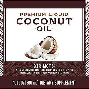 Nature's Way Premium Liquid Coconut Oil, Pure Source of MCTs, Cold Pressed, 10 Fl. Oz