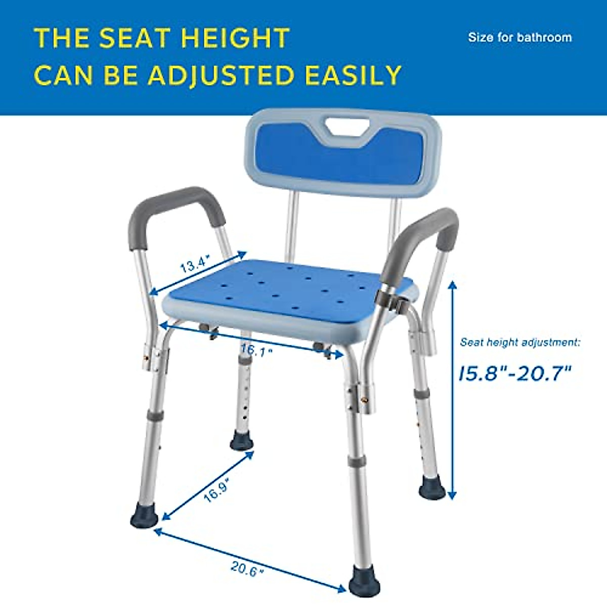 Brosive Shower Chair for Inside Shower,Shower Bench for Elderly and Disabled Heavy Duty Shower Seat Bath Chair with Arms and Back,Bathroom Chair for Bathtub Shower Chairs for Seniors for Shower Stall