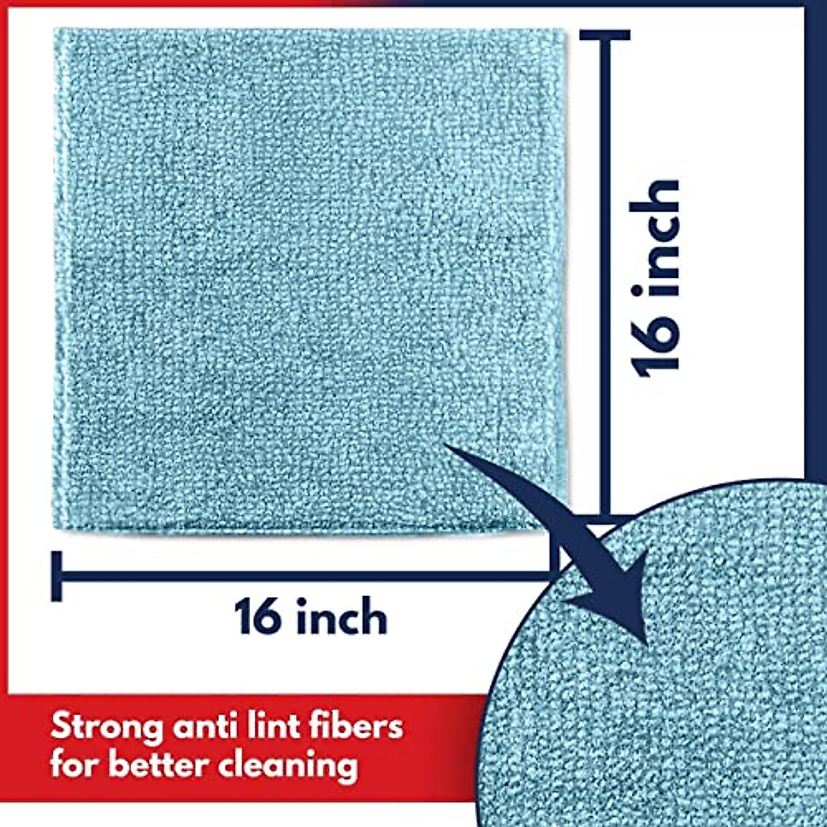 USANOOKS Microfiber Cleaning Cloth - 12Pcs (16x16 inch) High Performance - 1200 Washes, Ultra Absorbent Microfiber Towels for Cars Weave Grime & Liquid for Streak-Free Mirror Shine - Microfiber Cloth
