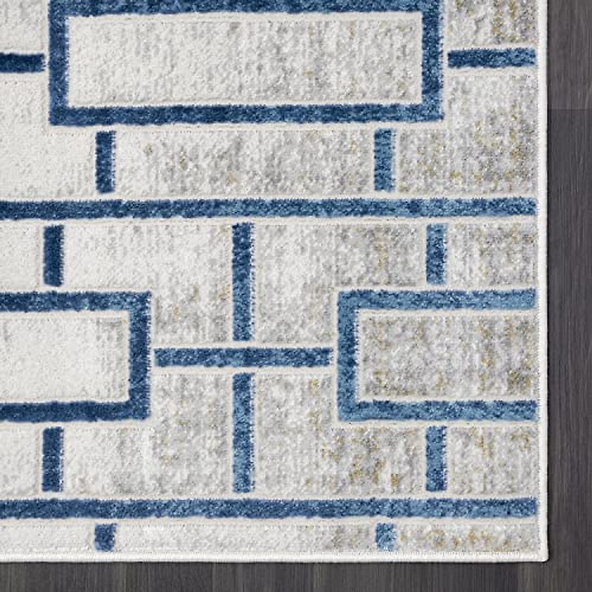 Abani Atlas 5'x8' Blue/Grey Area Rug, Rectangle Design - Durable Non-Shedding - Easy to Clean
