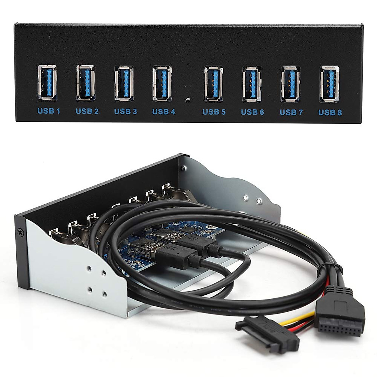 USB3.0 8 Port HUB Optical Drive Panel 19PIN 8 Port Hub Optical Drive Extension Front Panel Adapter for PC Computer, Extension Drive Front Panel