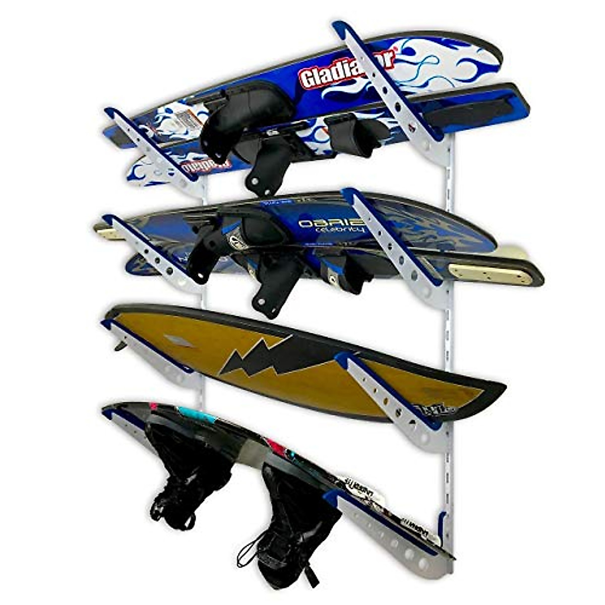 StoreYourBoard Adjustable Water Ski Wall Storage Rack, Holds 4 Sets of Skis, Garage Home Boathouse Organizer