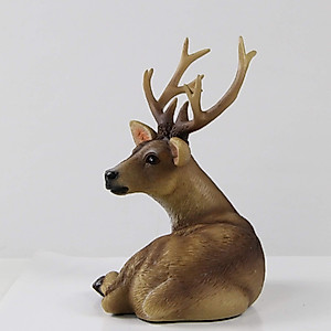 ReefoneArt Paperweight Figurine Festive Deer Animal Sculpture Home Decor or Outdoor Garden Statue - 5X 5 x 3.6 Inches
