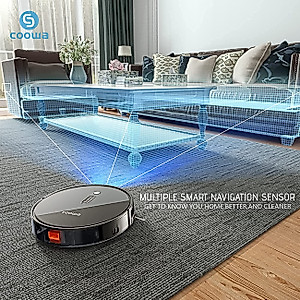 coowa Robot Vacuum RoboV101, Alexa Connected Robot Vacuum Cleaner with Visual Navigation&Smart Mapping, Self-Charging Robotic Vacuums 2000Pa Suction, Boost Intellect Perfect for Carpet, Pet Hair.