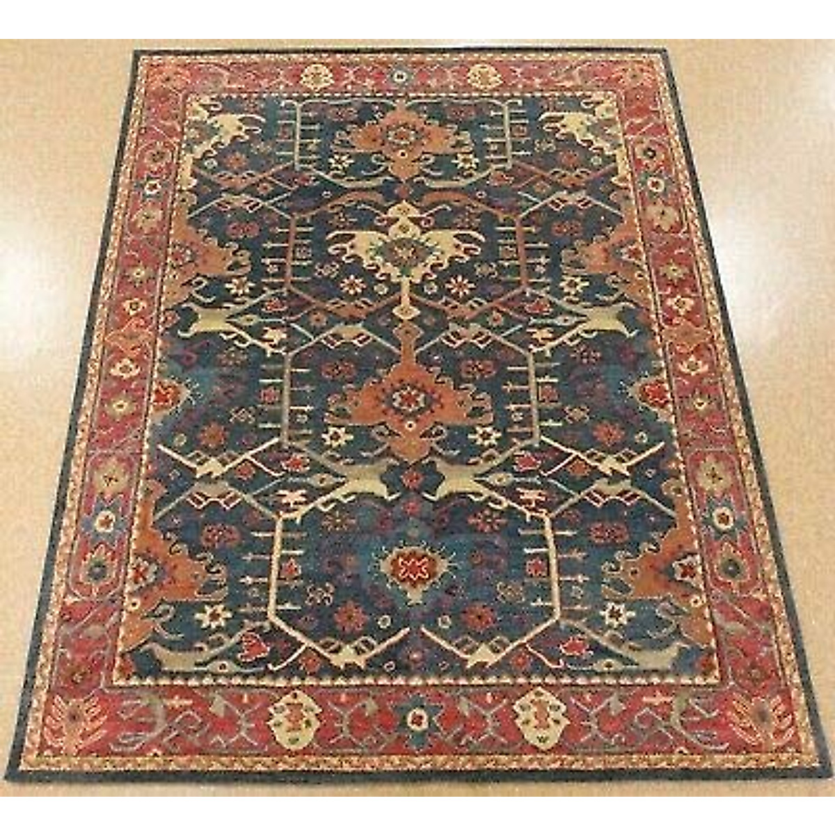 Wool Rug CHIA Channin Indigo Rug Hand Tufted Persian Traditional Wool Rug New Floral Oriental Vintage Area Rug (8x10)