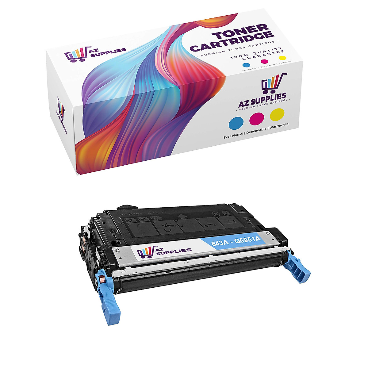 AZ SUPPLIES Compatible Toner Cartridge Replacement for HP 643A Q5950A Q5951A Q5952A Q5953A Color Laserjet 4700 4700DN 4700DTN 4700N 4700PH+ (Cyan)