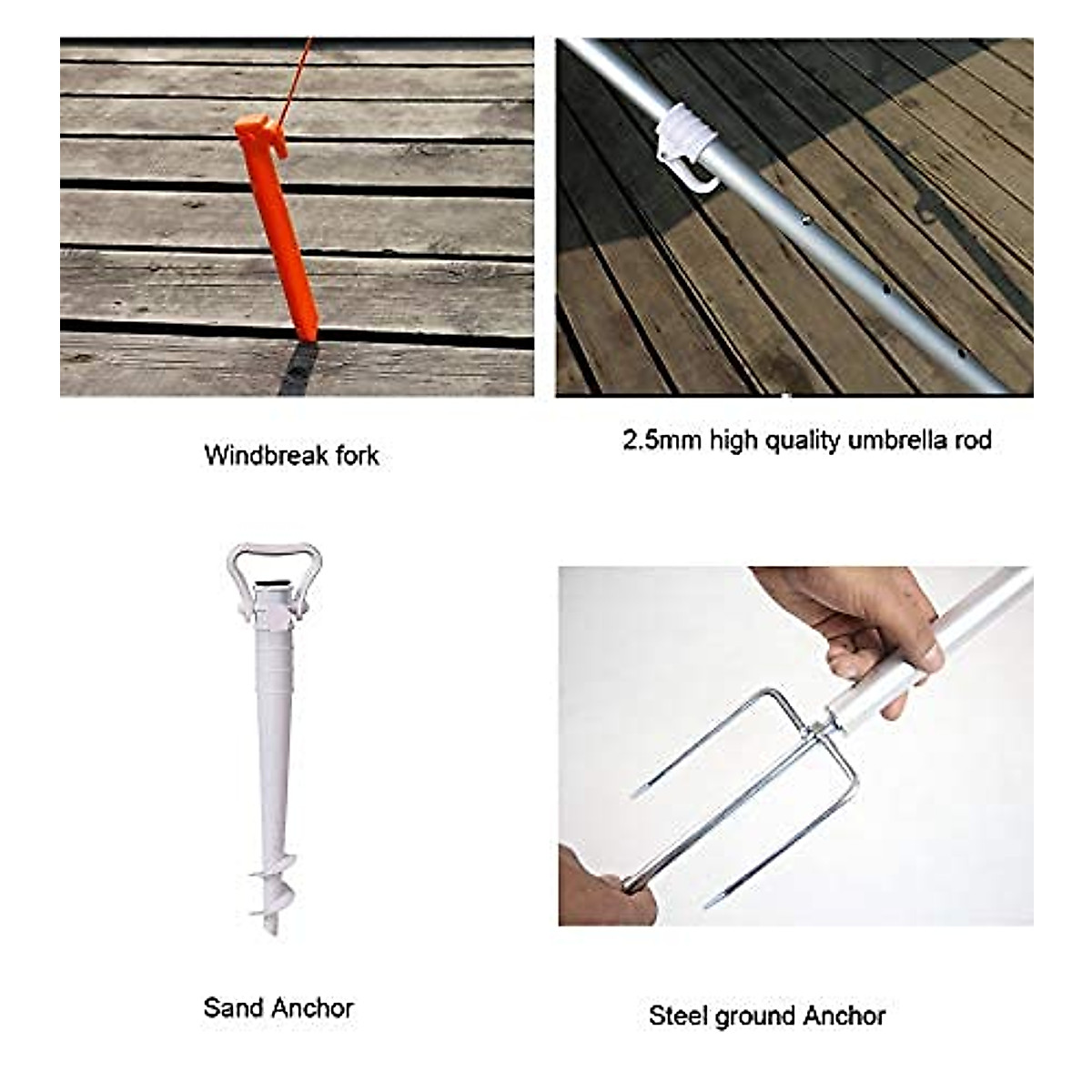 Beach Umbrellas STARRY CITY 7.2 Feet Large Sun Shade Shelter Portable Windproof 3 Links Design Patio Umbrella with Sand Anchor For Garden Beach Outdoor Poor (Bule, 7.2FT)