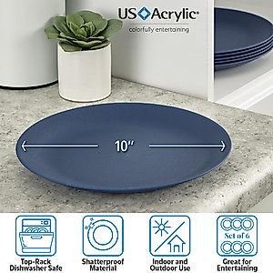 US Acrylic Everest Ultra-Durable Plastic 10 inch Dinner Plates in Midnight Blue | Set of 6 Reusable, BPA-Free, Made in the USA, Dishwasher Safe Dinnerware