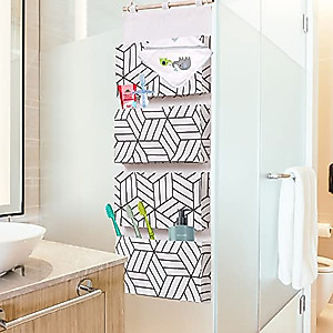 FAYYGYH 2Pcs 4 Big Pockets Over Door Hanging Storage Bags,Waterproof Linen Cotton Fabric Multi Functional Living Room Bedroom Bathroom Free 4 Hooks (style2)