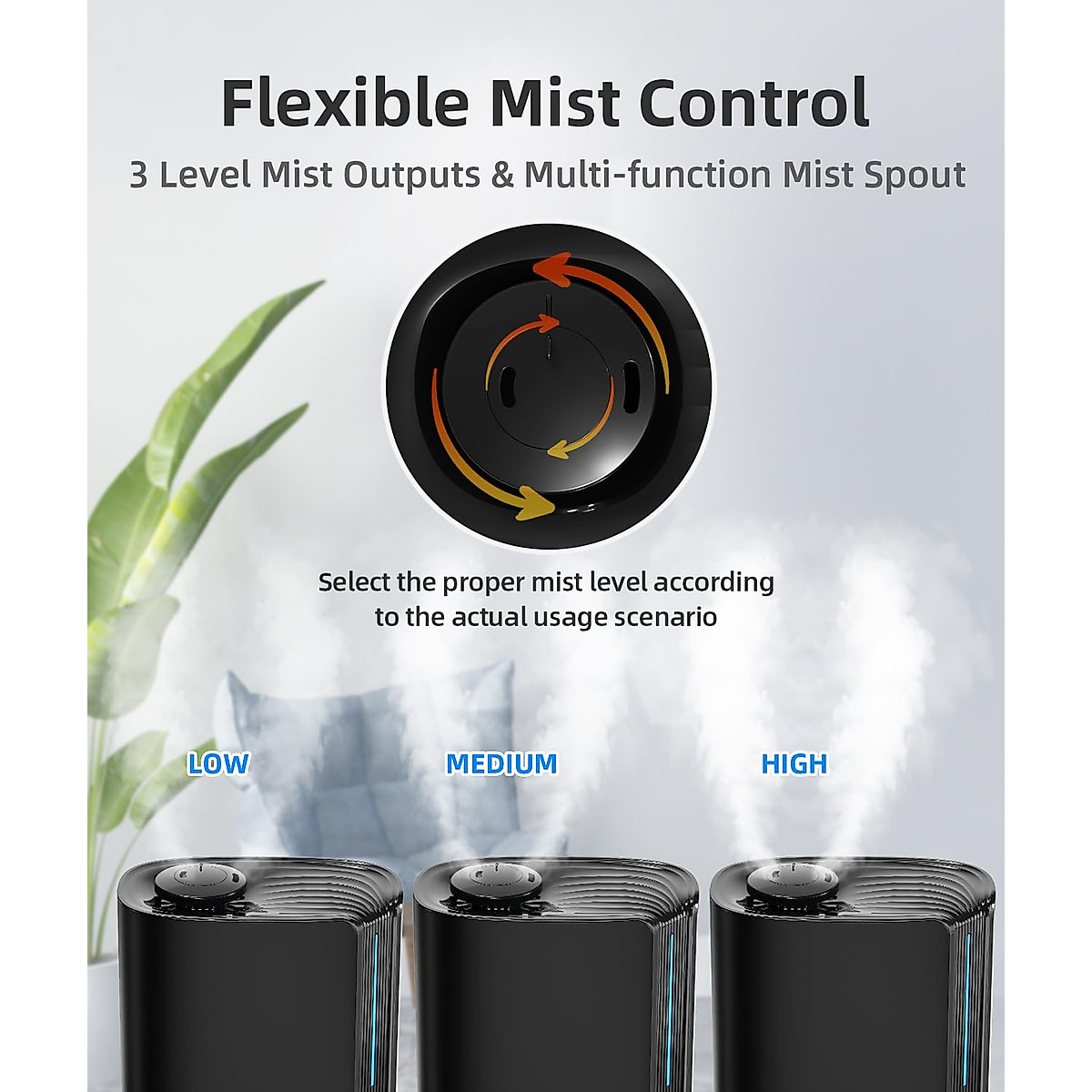 BREEZOME 6L Humidifiers for Bedroom Large Room & Essential Oil Diffuser, Ultrasonic Top Fill Cool Mist Humidifiers for Baby, Plants, Nursery Last up to 60 Hours, Smart Humidistat Control, Ultra Quiet