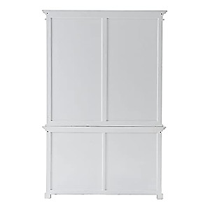 NovaSolo Halifax Mahogany Solid Wood Buffet Hutch Unit with 8 Shelves in White