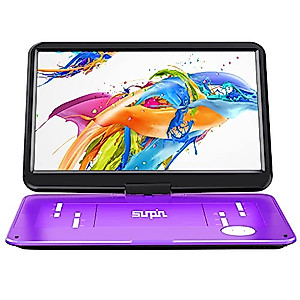 SUNPIN 17.9" Portable DVD Player with 15.6 inch Large HD Swivel Screen, Long Lasting Rechargeable Battery, Support USB/SD Card/AV in&Out and Multiple Disc Formats, Louder Stereo Speaker (Purple)