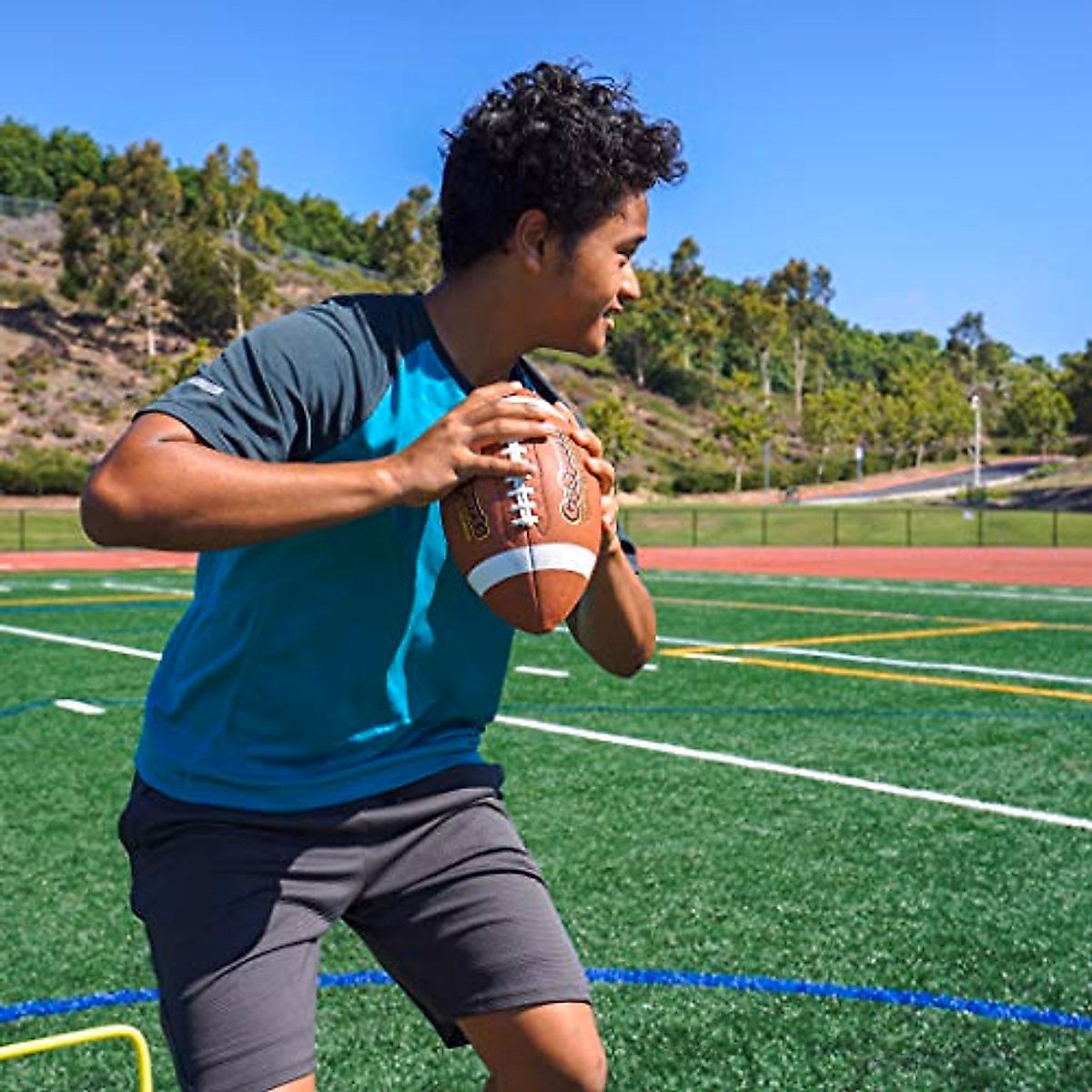 GoSports Combine Football 6 Pack Regulation Size Official Composite Leather Balls