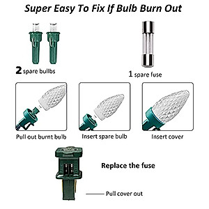 Dazzle Bright 24.5 FT St. Patrick's Day C9 String Lights, 50 LED 120V Extendable Green Wire Fairy Lights Outdoor with UL Certified for Patio Xmas Tree Wedding Yard Home Party House Decorations (Green)