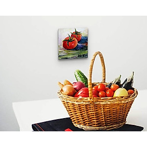 Fresh Tomato, Food Art, Kitchen Decor, Vegetables Oil Painting, Two Red Tomatoes Wall Decor
