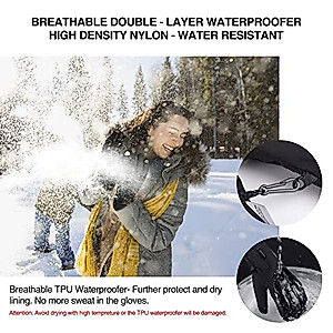 krosa -10℉ Winter Gloves Men Women, 10 Touchscreen Fingers Snow Ski Gloves, Waterproof Cold Weather Gloves