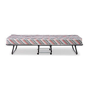 Linon Verona Metal and Fabric Folding Bed with Memory Foam Mattress in Gray