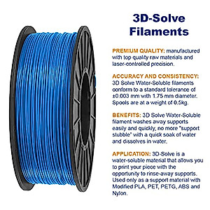 KVP - 3D-Solve Water-Soluble Filament - 1.75MM Diameter, Dimensional Accuracy +/-0.003mm, 1KG Spool Size (White)