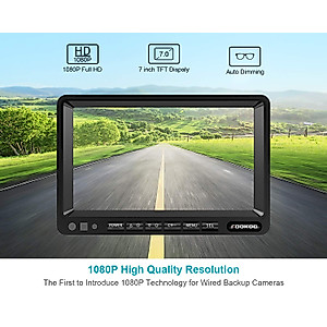 FOOKOO Ⅱ HD Backup Camera System Kit,7''1080P Reversing Monitor+IP69 Waterproof Rear View Camera,Sharp CCD Chip, 100% Not Wash Up,Truck/Semi-Trailer/Box Truck/RV (FHD1-Wired)