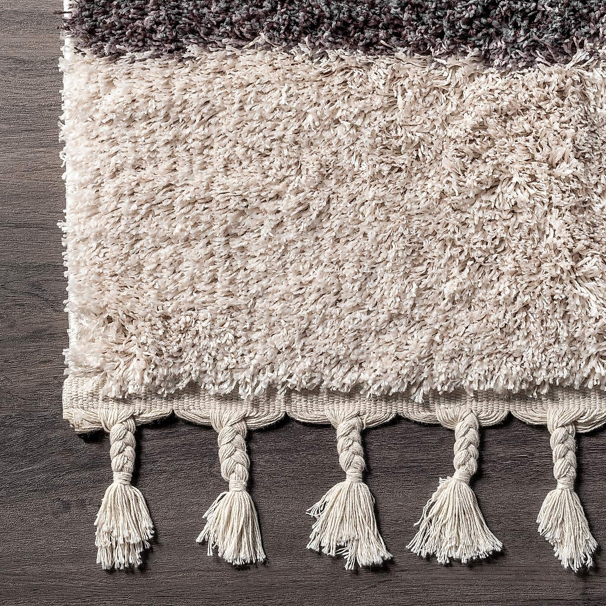 nuLOOM Elliot Soft Abstract Shag Tassel Plush Area Rug, 8x10, Beige