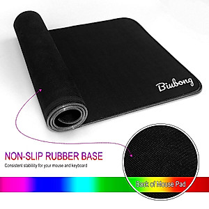 RGB Gaming Mouse Pad, Large Expanded Soft LED Mouse Pad with 14 Light Modes, Anti-Slip Rubber Base for Computer Keyboard Mat, 31.5"x11.8"x0.16" (XL)