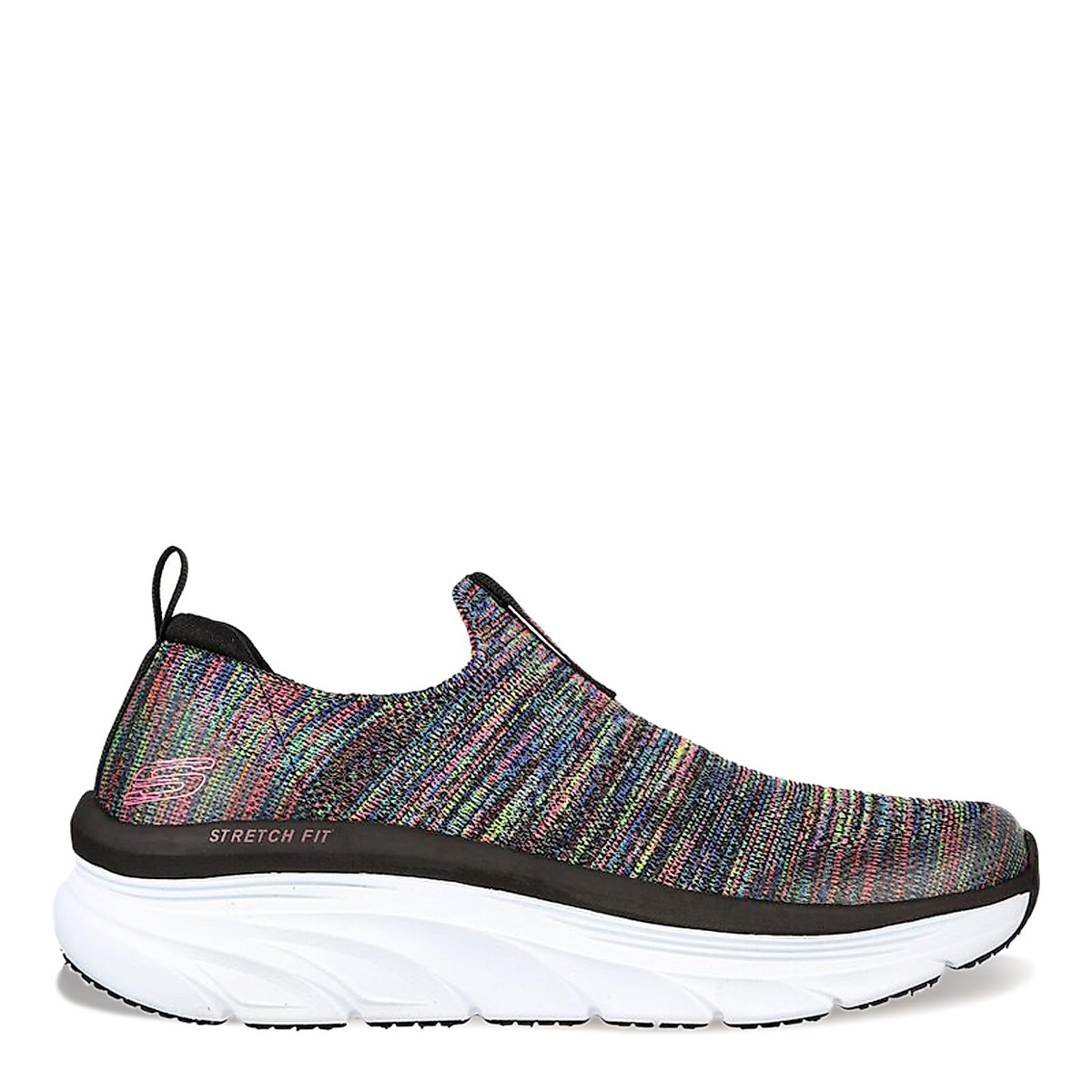 Skechers Women's D'LUX Walker-Rainbow Sky Sneaker, Black/Multi=BKMT, 8.5