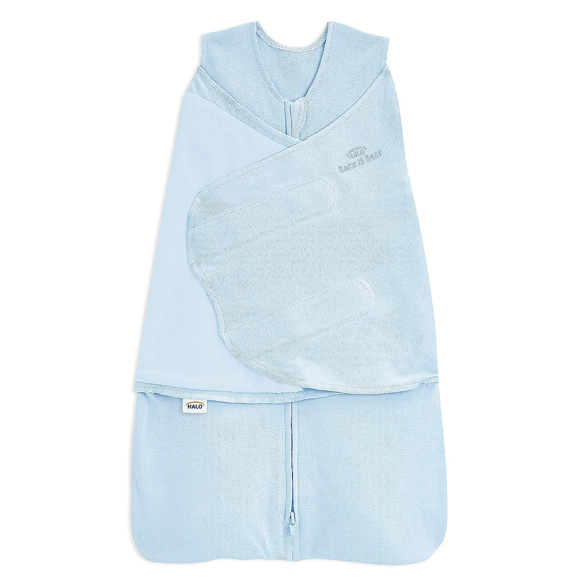 HALO Sleepsack Gift Set Bundle - 100% Cotton 3-Way Swaddle, Neutral Triangles, Newborn - Organic Cotton Swaddle & Wearable Blanket 2-Piece Gift Set Box, Chambray